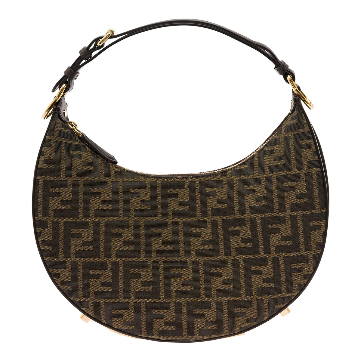 Fendigraphy Small Brown Handbag with FF Motif in Jacquard Fabric Woman ...